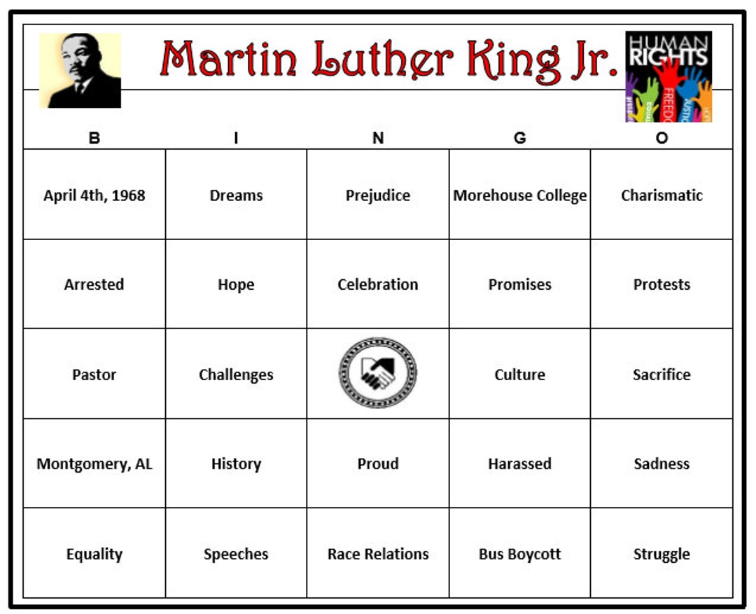 Martin Luther King Jr. Bingo-celebrate MLK Game, Educational ...