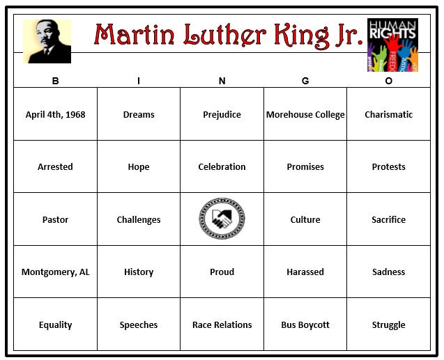 Martin Luther King Jr. Birthday Bingo Game 60 Cards Educational ...