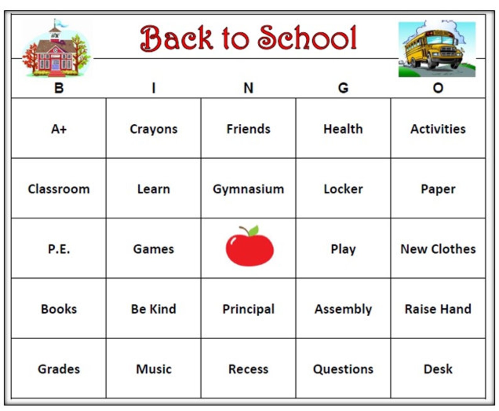 Back to School Party Bingo Game end of Summer Classroom - Etsy