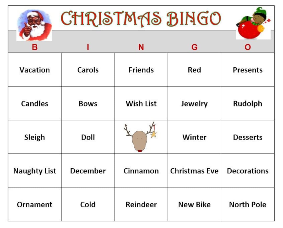 Christmas Party Bingo-Holiday Game is Fun for Everyone, Features lack ...