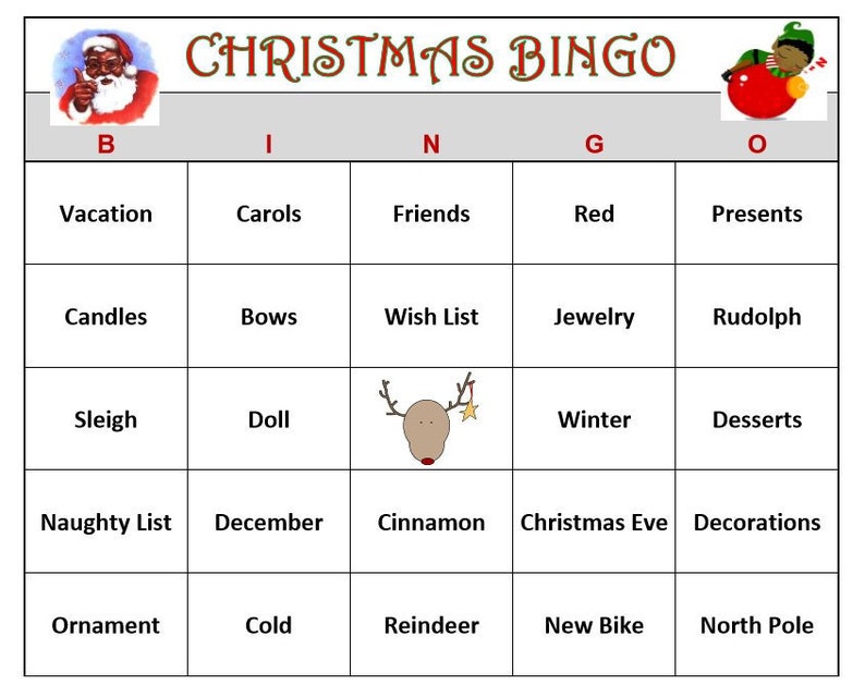 Christmas Party Bingo Game 60 Cards Holiday Words fun Print and Play ... Christmas Party Bingo Game 60 Cards Holiday Words fun Print and Play ...