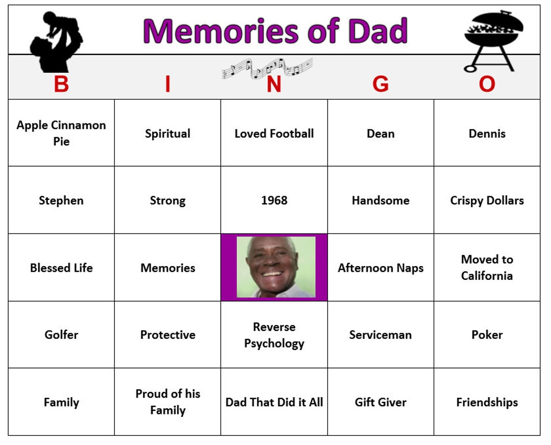 Celebration of Life Custom Bingo -use Your Words and Picture. Memorial ...