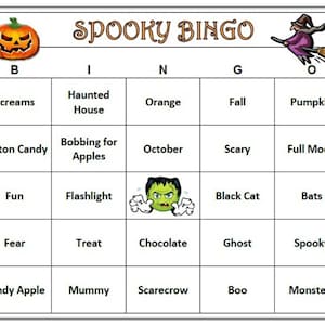 Spooky Kid's Bingo Game for Halloween, Trick or Treat Fun for All Ages ...