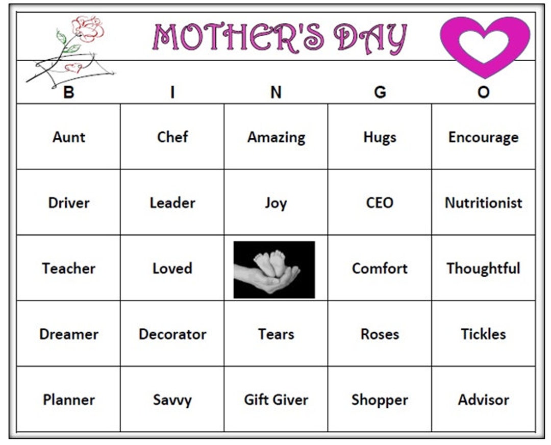 Mother's Day Bingo- Game to Celebrate Mom With Inspirational Words, Fun ...
