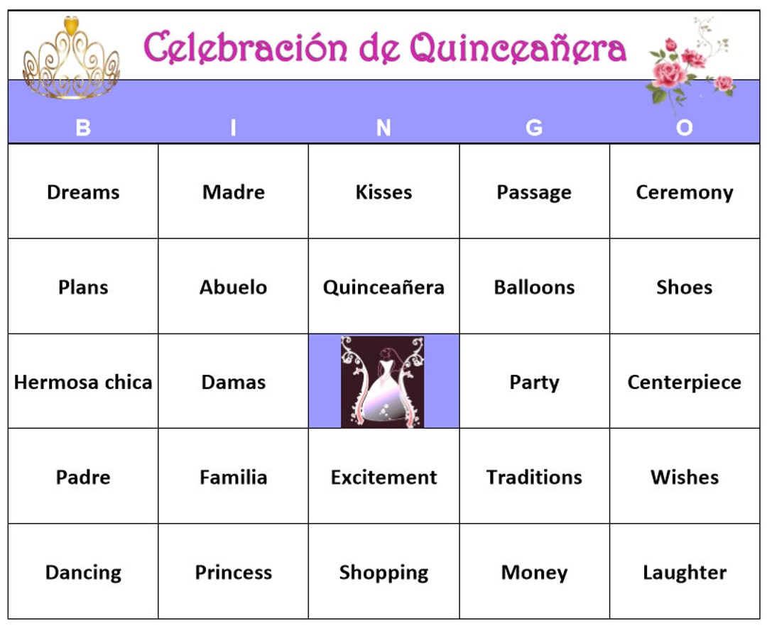 Quinceañera Bingo Game 60 Cards Quinceañera Party Theme - Etsy