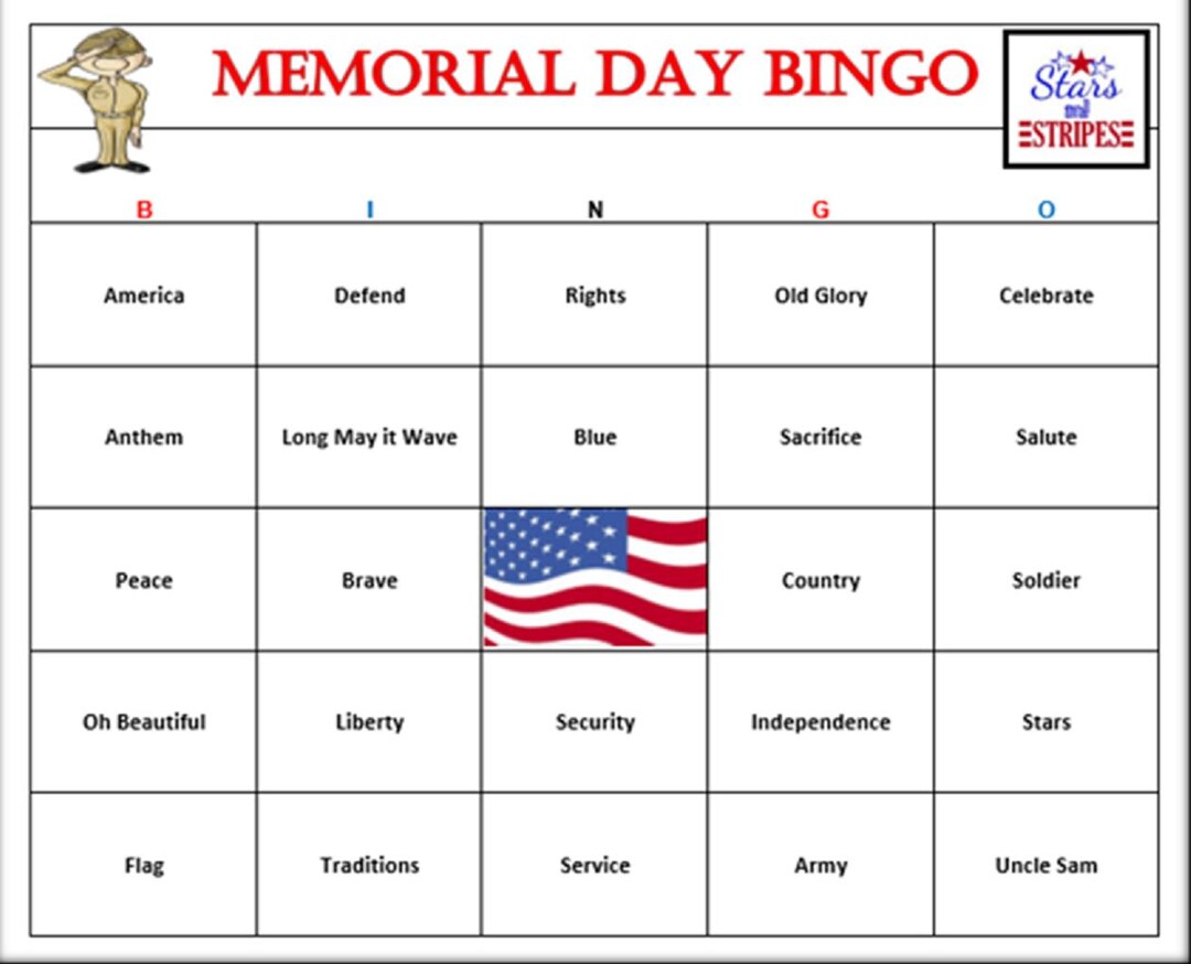Memorial Day Bingo- Fun Patriotic Activity for Block Party or Family ...