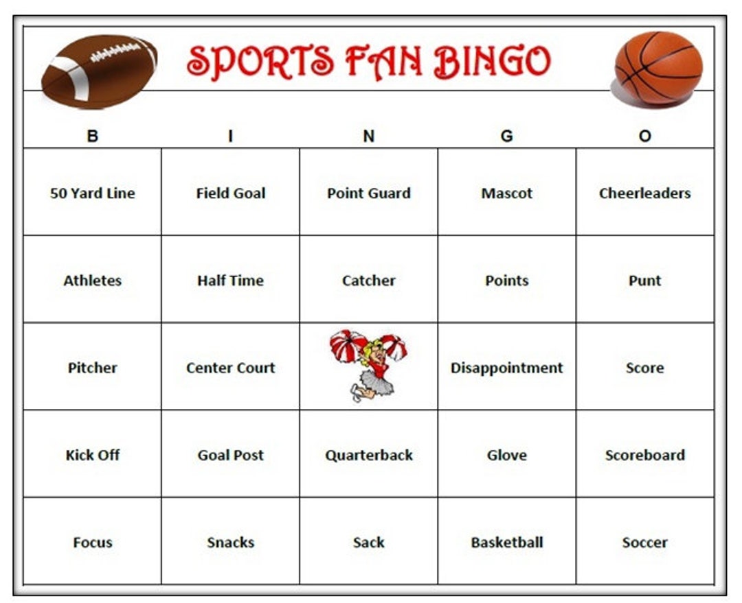Sports Fan Bingo Game - Perfect for Sports Birthday, Sports Parties and ...