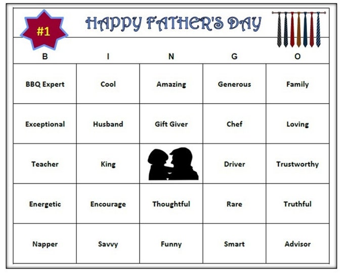 Father's Day Bingo -fun Game to Celebrate Dad, Download, Print and Play ...