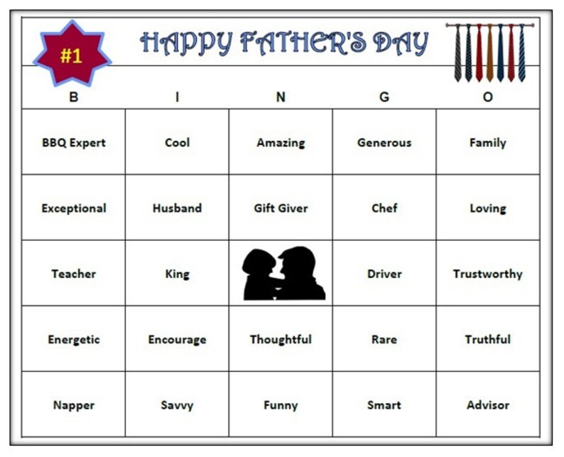 Father's Day Bingo Game Dad Inspired Bingo Words. - Etsy
