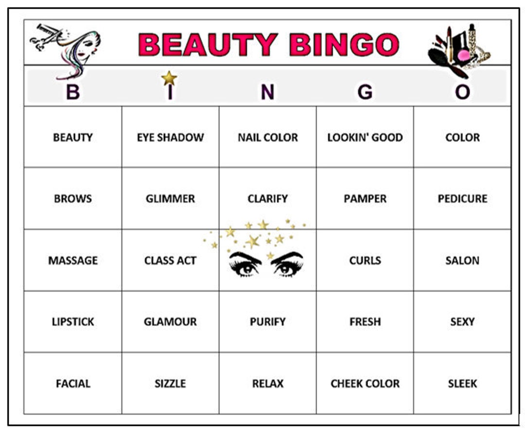 Fun Beauty Bingo- Game About Hair Care, Makeup, Download, Print and ...