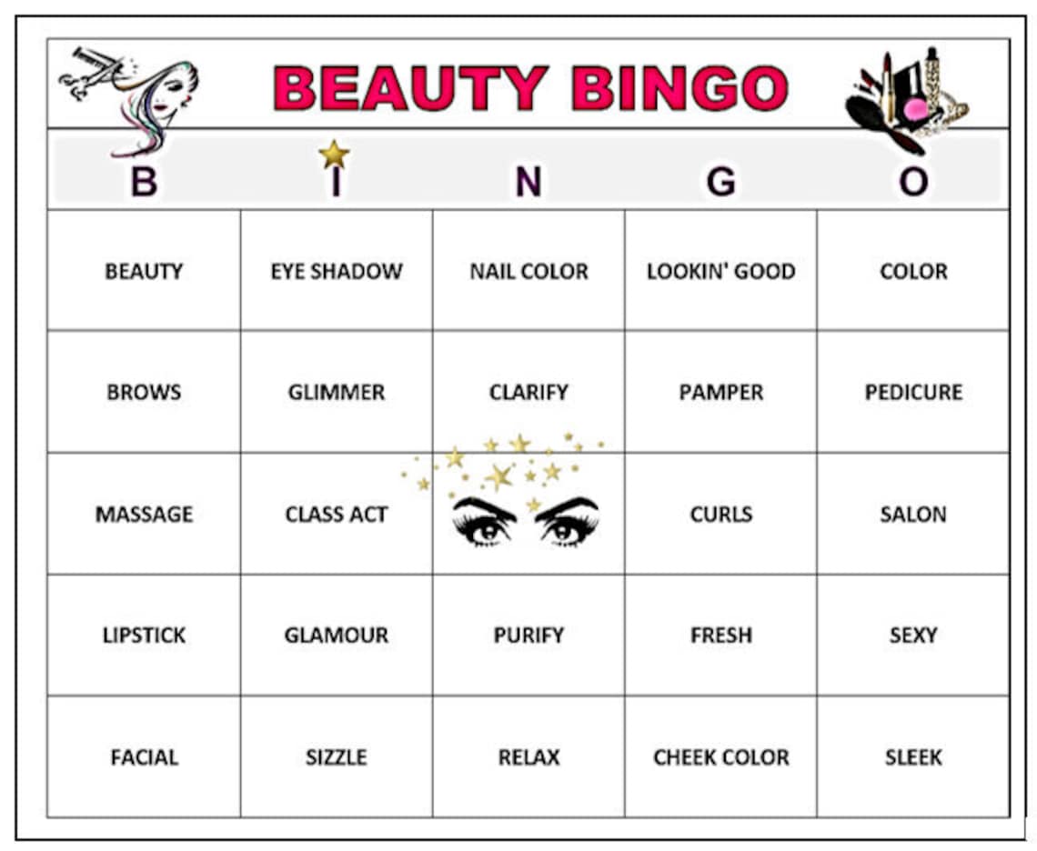 Beauty Bingo Game 60 Cards Makeup, Beauty, Hair Care Bingo Words very Fun for Girls Night Print ...
