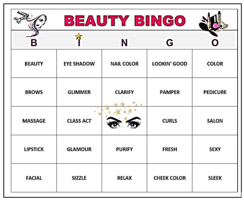 Fun Beauty Bingo- Game About Hair Care, Makeup, Download, Print and ...