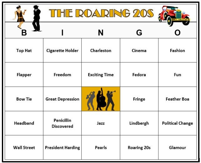 Roaring 20s Party Bingo Game 30 Cards 1920s Pop Culture. - Etsy
