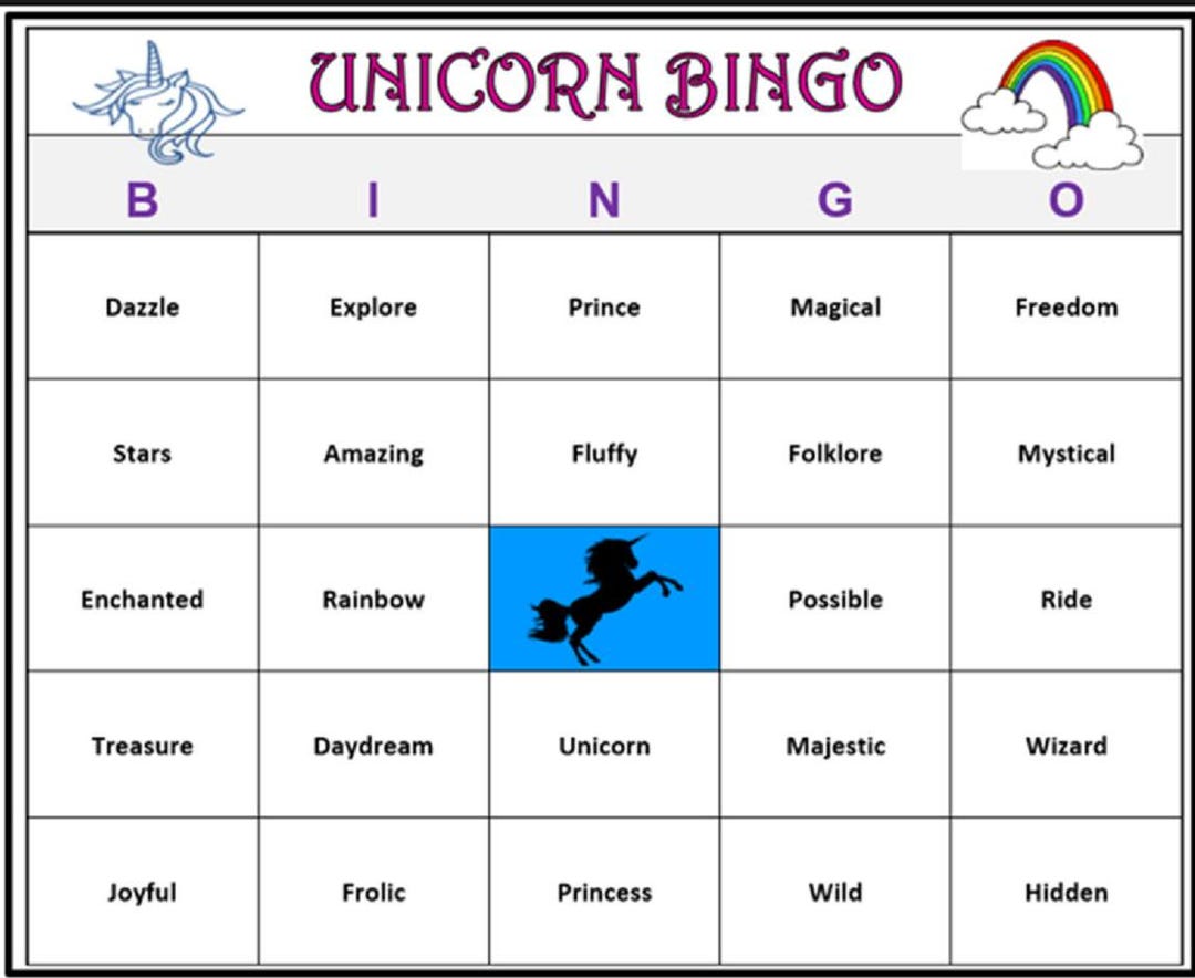 Magical Unicorn Bingo Game - Enchanting Fun for Birthday Parties! 30 ...