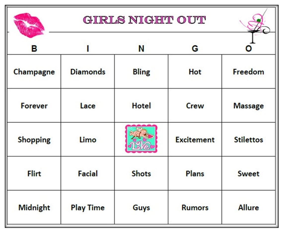 Girls Night Out Bingo Game-bachelorette Party Game, Celebrate Girl Time ...