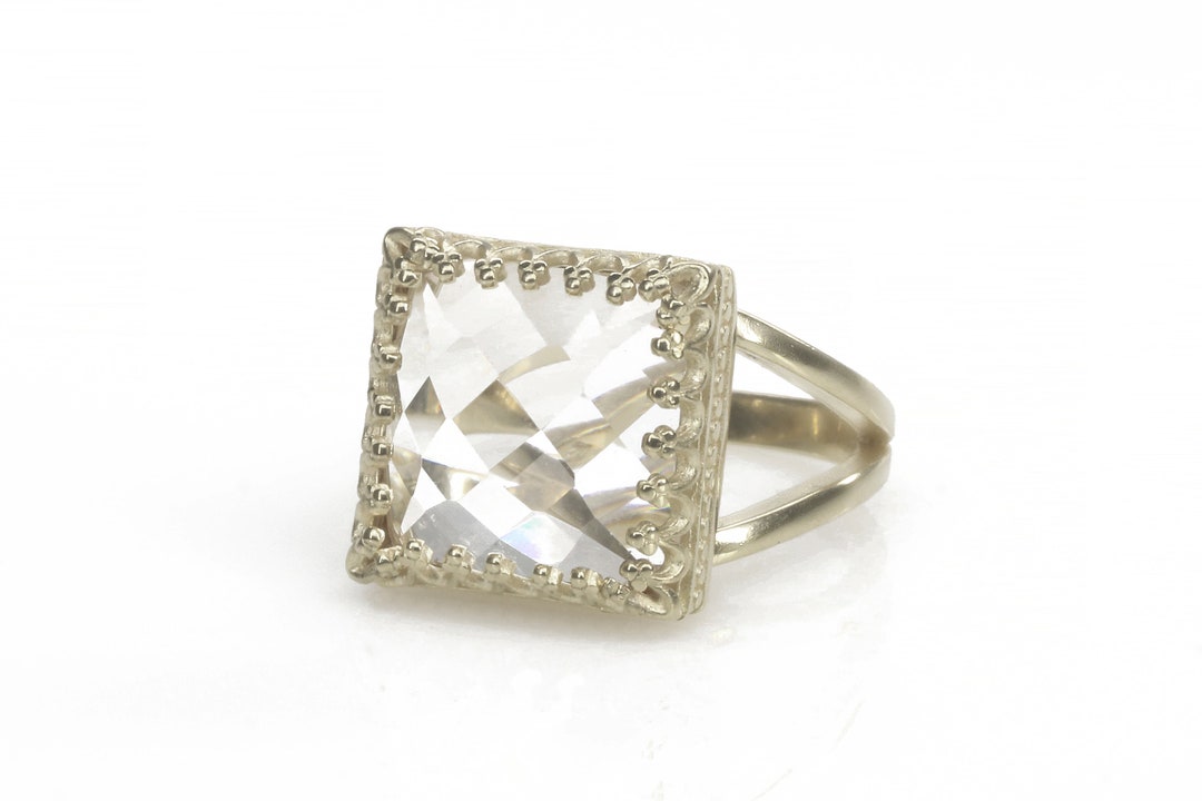 Sterling Silver Quartz Ring · Raw Quartz Ring · Gemstone Ring · Faceted ...