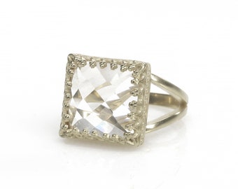Square Stone Ring - Etsy