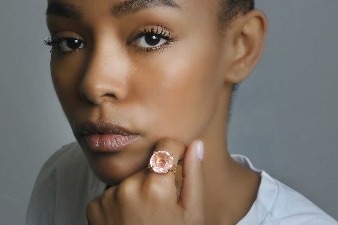 Rose Quartz Ring · January Birthstone Ring · Gold Ring · Prong Ring ...