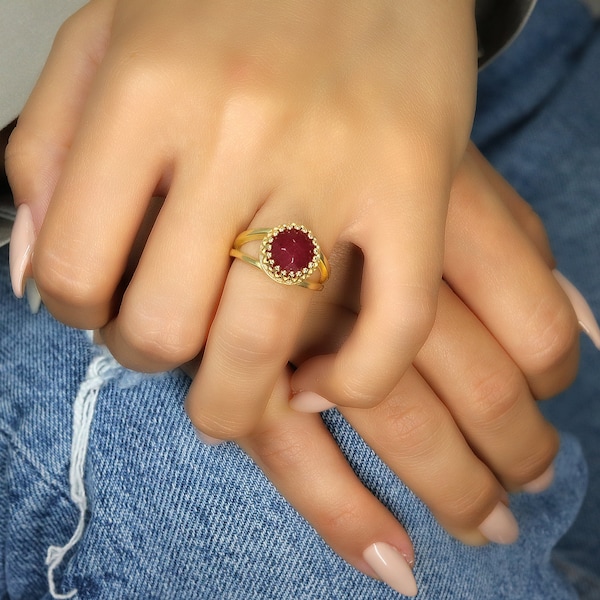 Red Jade Ring - Etsy