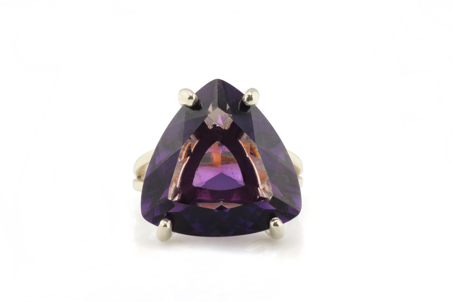 Trillion Amethyst Ring Purple Ring Gemstone Ring Silver - Etsy