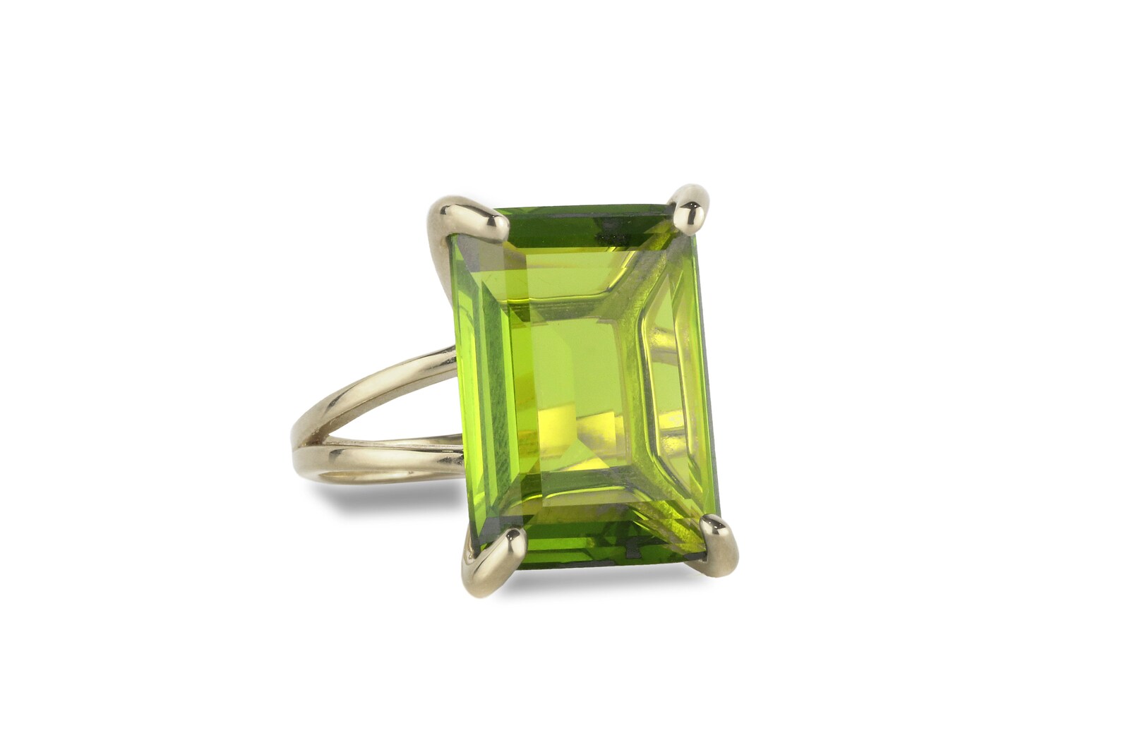 Peridot Ring 14k Gold Ring Rectangle Ring Green Stone - Etsy