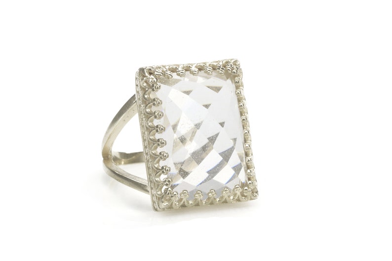Fine Silver Quartz Ring · Rectangle Ring · Sterling Silver Ring · Wow ...