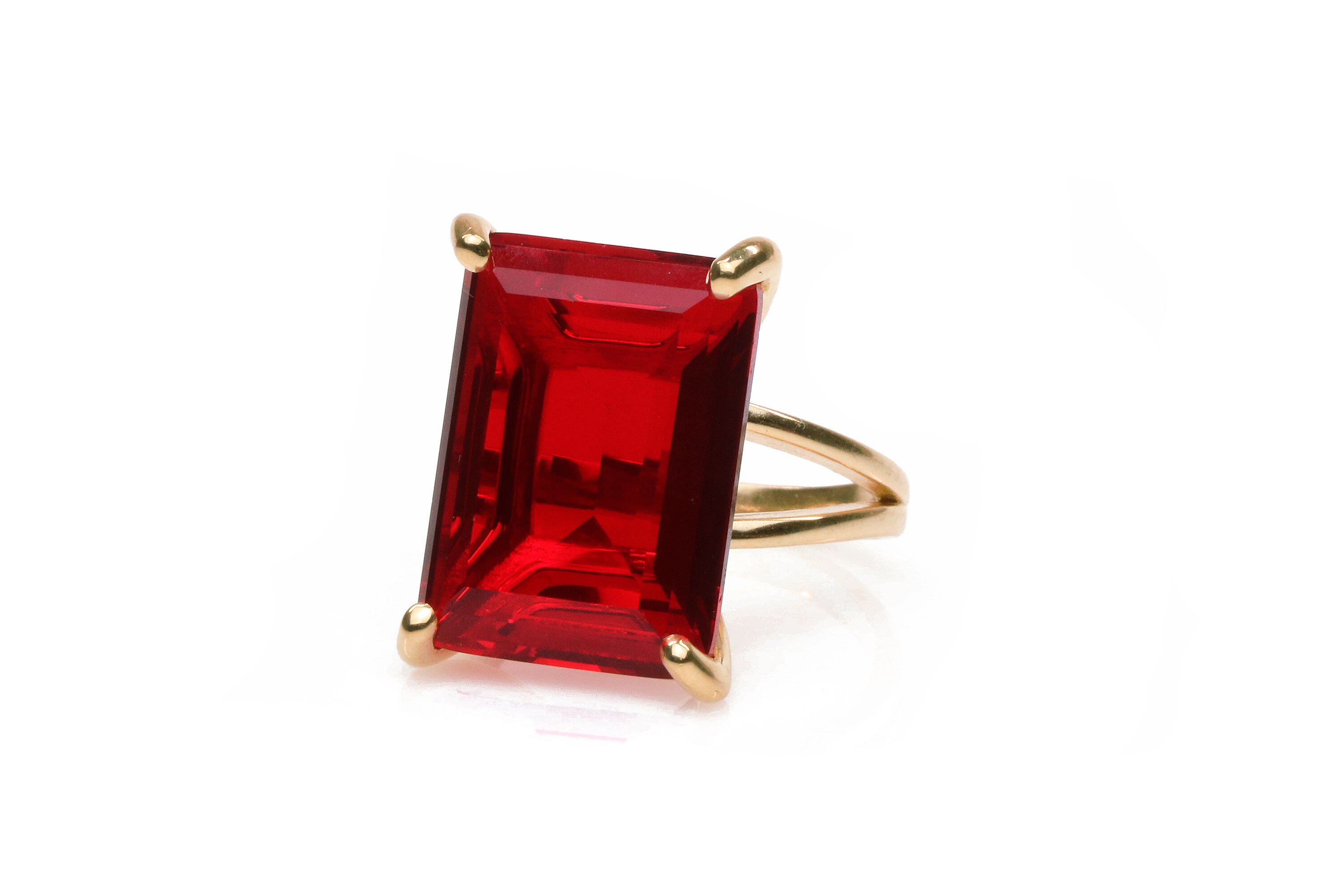 18k Gold Vermeil Ruby Ring July Birthstone Ring Rectangle | Etsy