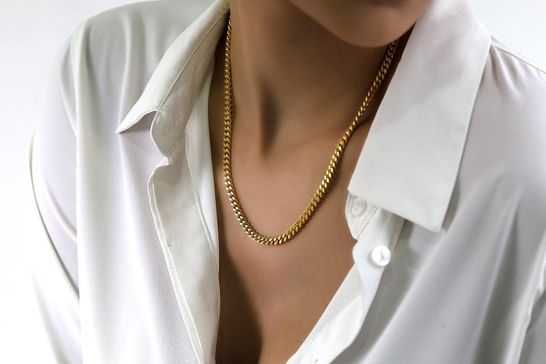 Women's 14k Gold Thick Cuban Chain · Custom Wide Gold Cuban Necklace ...