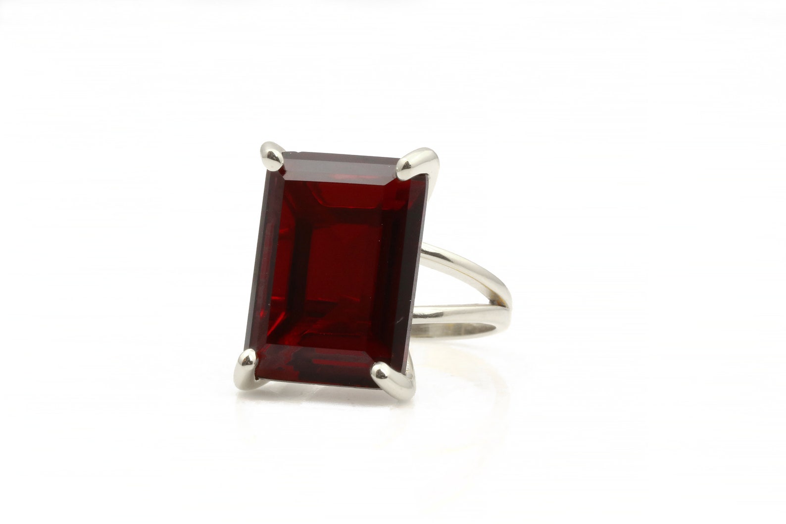 Rectangular Garnet Ring Emerald Cut Gemstone Ring January - Etsy