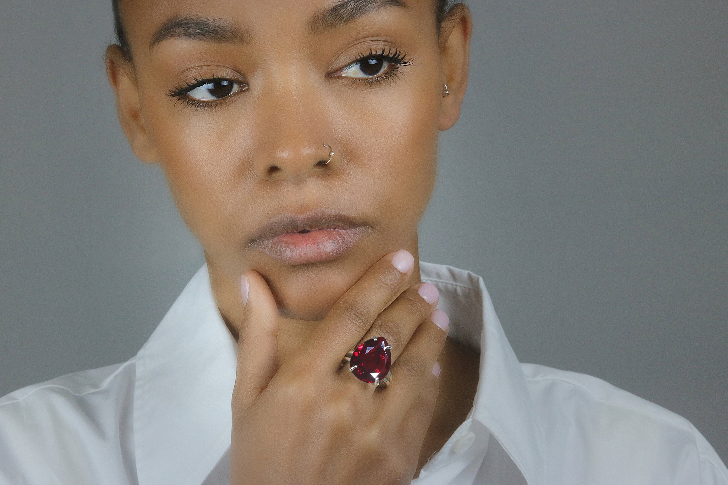 Unique Pear Garnet Ring Teardrop Gemstone Ring January | Etsy