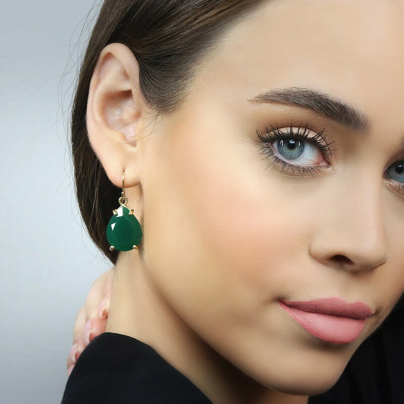 Large Green Earrings - Etsy