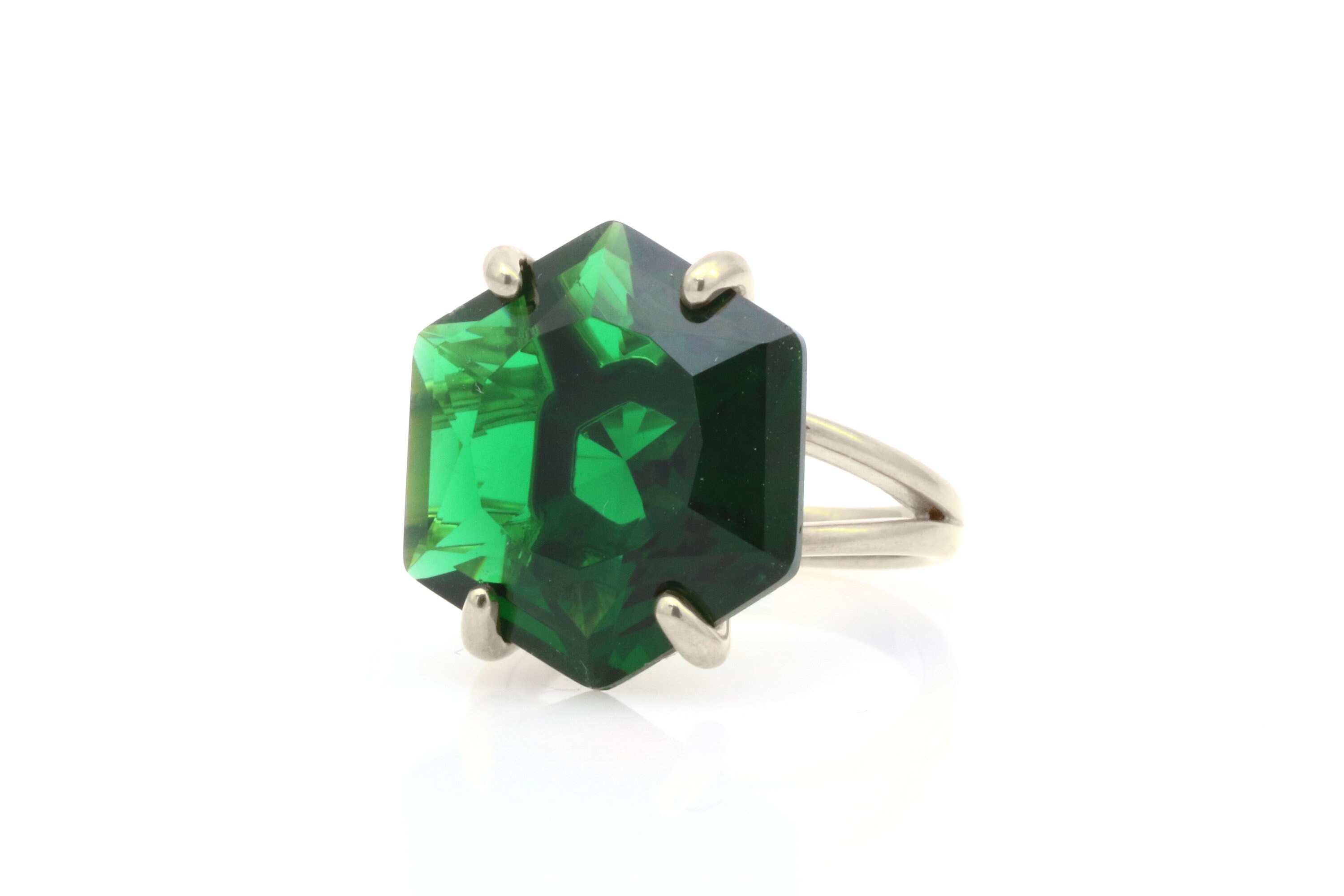 Stunning Emerald Hexagon Cut Ring 18k Gold Vermeil Gemstone - Etsy UK