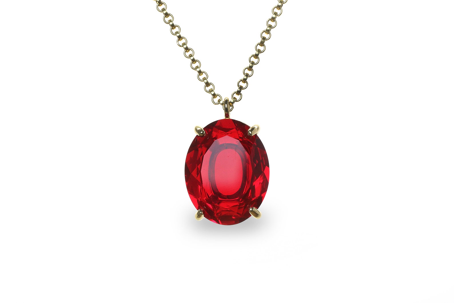 Ruby Necklace for Women · Handmade Oval Pendant · Long Ruby Pendant ...