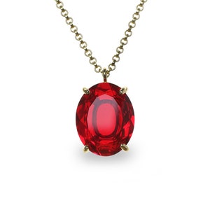 Ruby Necklace for Women · Handmade Oval Pendant · Long Ruby Pendant ...