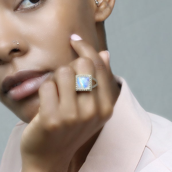 Square Stone Ring - Etsy