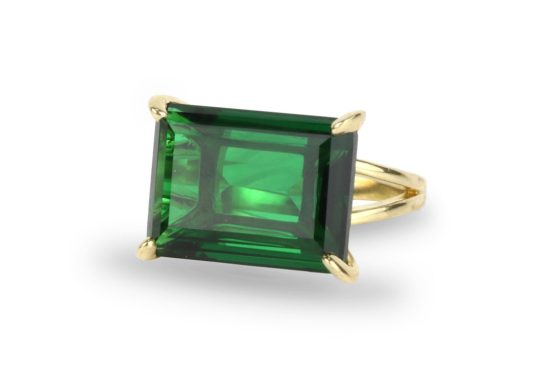 Wide Emerald Ring · 14k Gold Emerald Ring · 14k Rectangle Ring · May ...