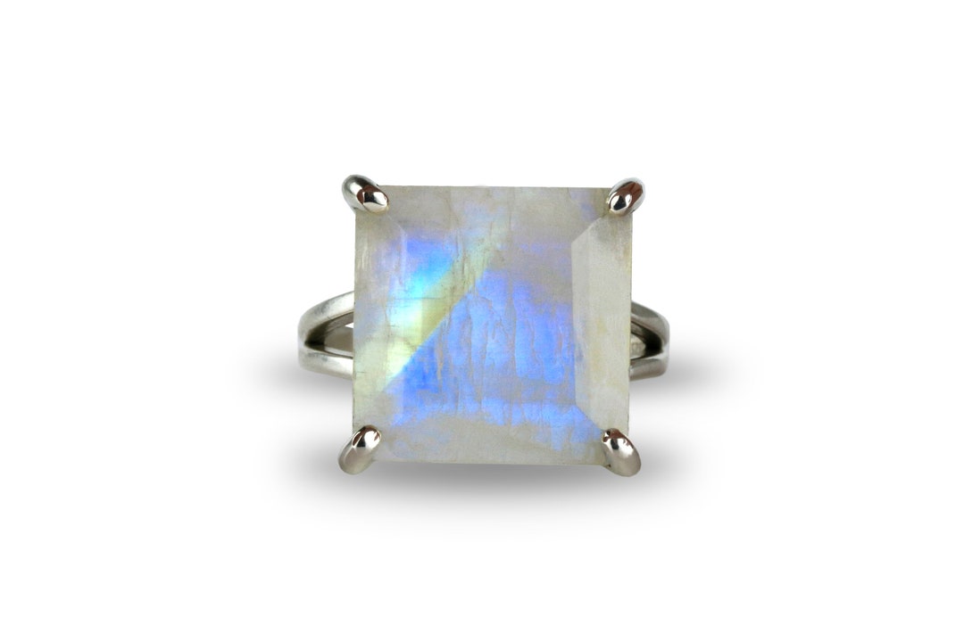 Square Gemstone Ring · Cocktail Ring · Stone Ring · Moonstone Ring ...