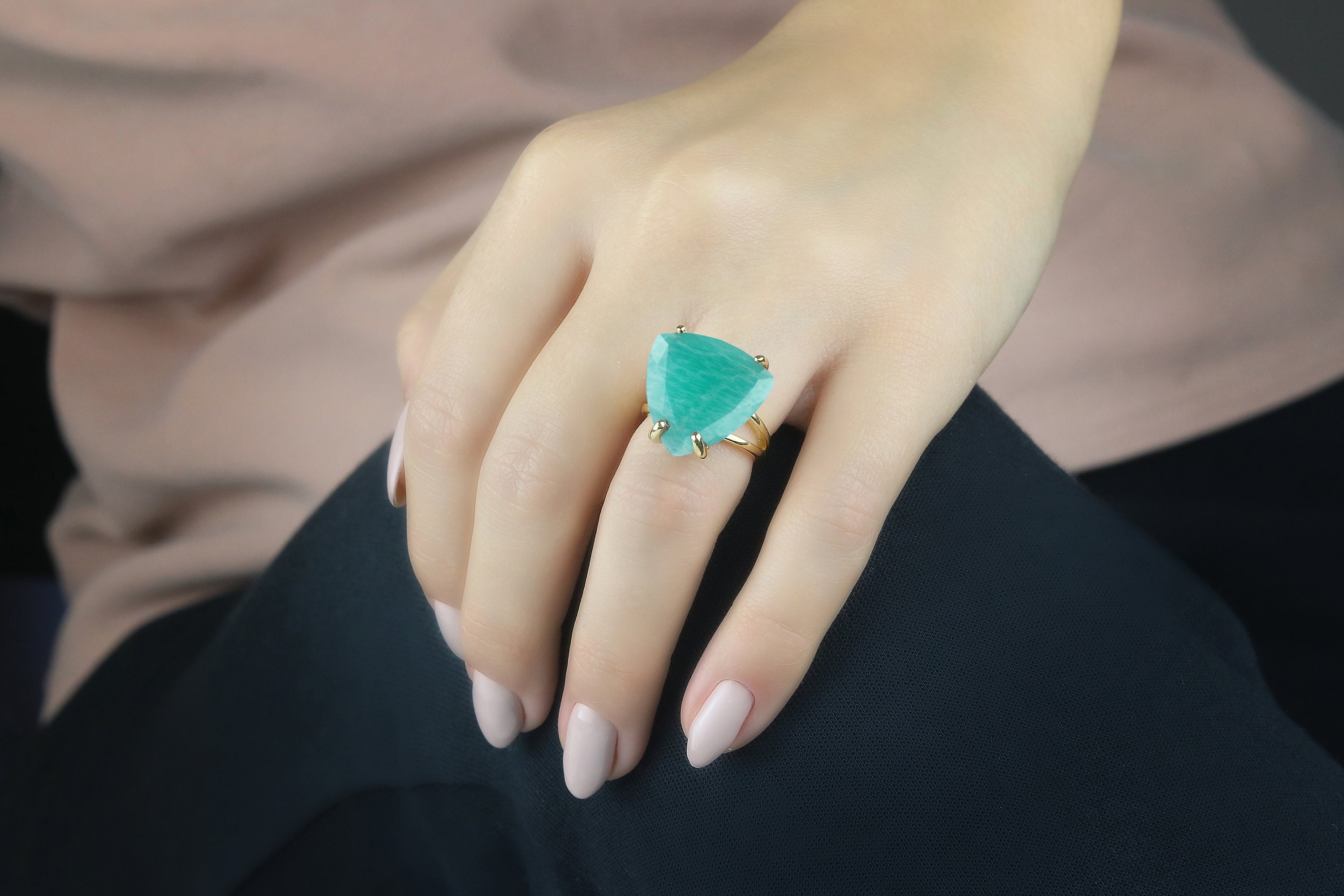 14k Rose Gold Ring Amazonite Ring Gold Filled Ring - Etsy Israel