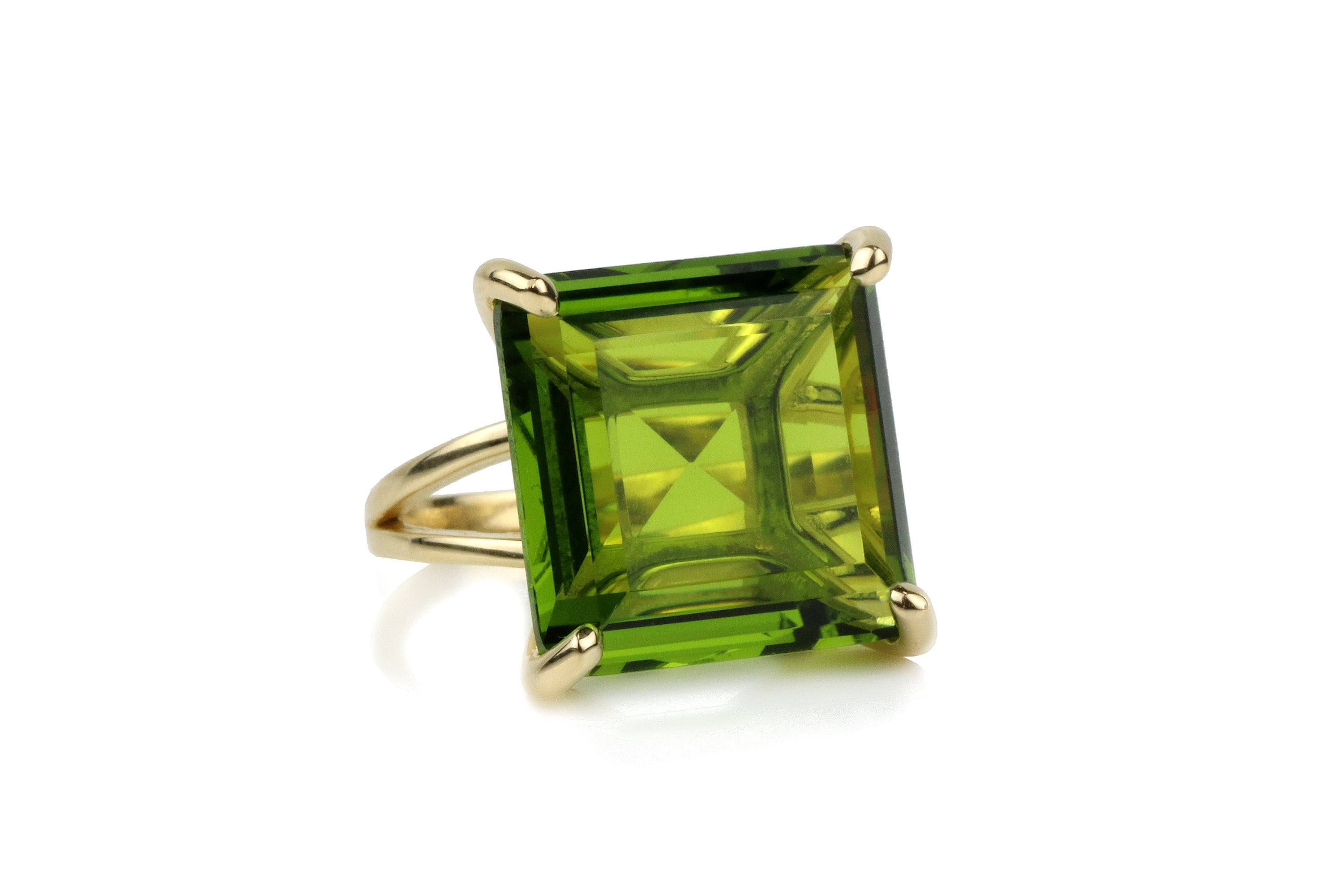 Gold Peridot Ring Square Peridot Stone Ring Gemstone Ring | Etsy