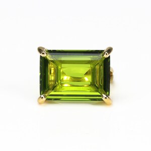 Peridot Rectangle Ring · Gold Peridot Ring · Emerald Cut Ring · August ...
