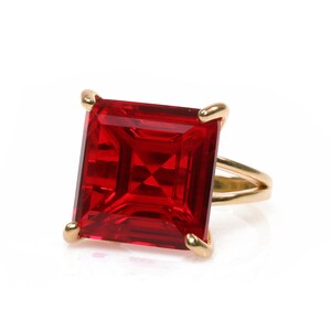 14k Ruby Ring · July Birthstone Ring · Square Cut Ruby Ring · Handmade ...