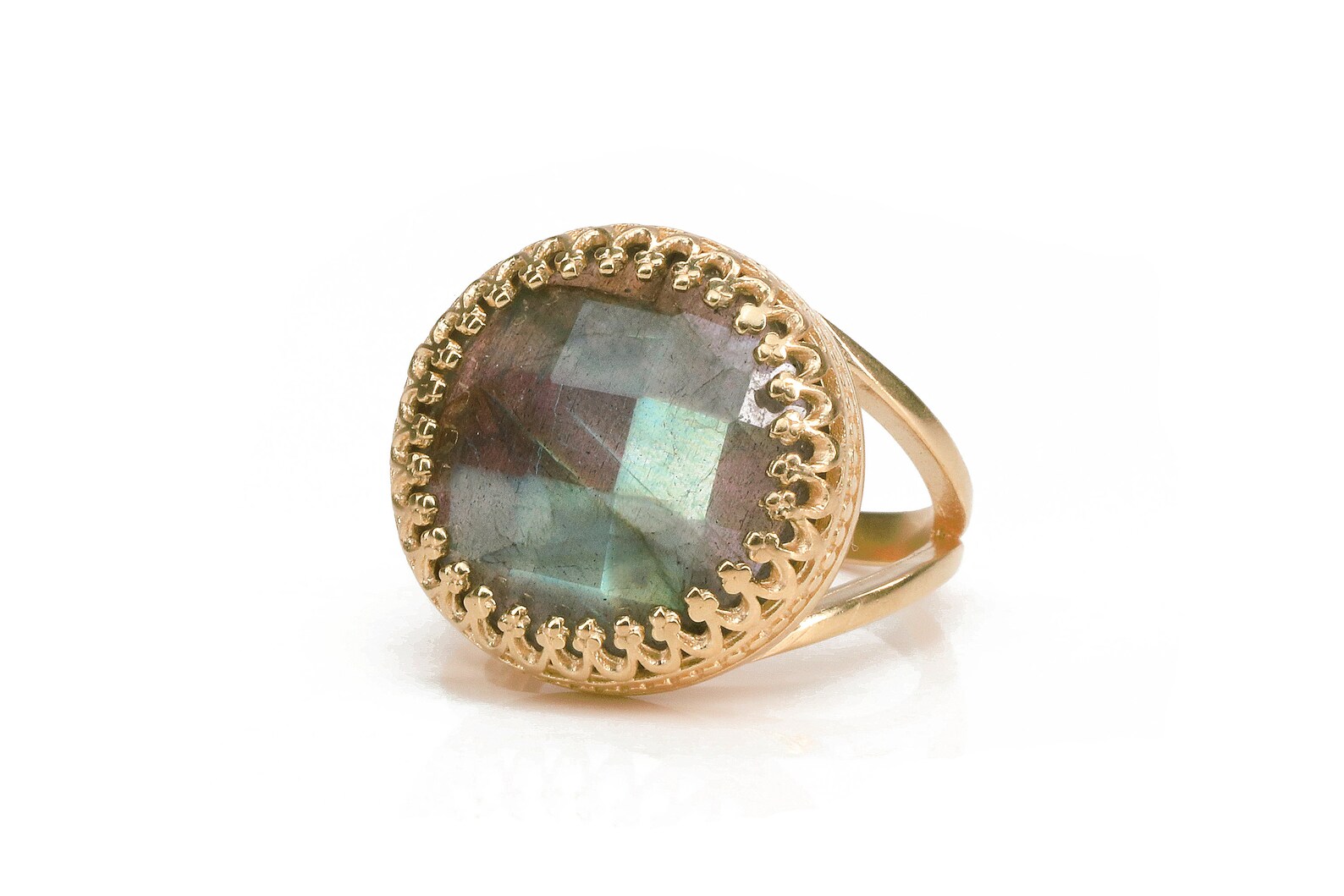 Labradorite Ring · Pink Gold Ring · Rose Gold Gemstone Ring · Faceted ...