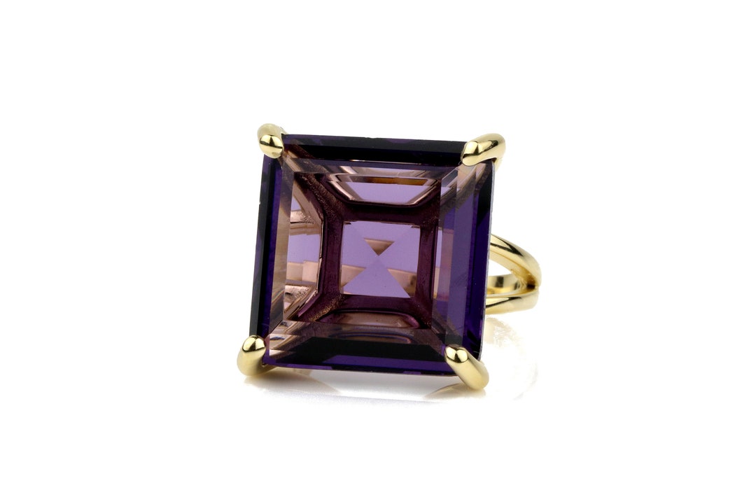 Breathtaking Purple Amethyst Ring Gold Ring 14k Solid Gold Ring ...