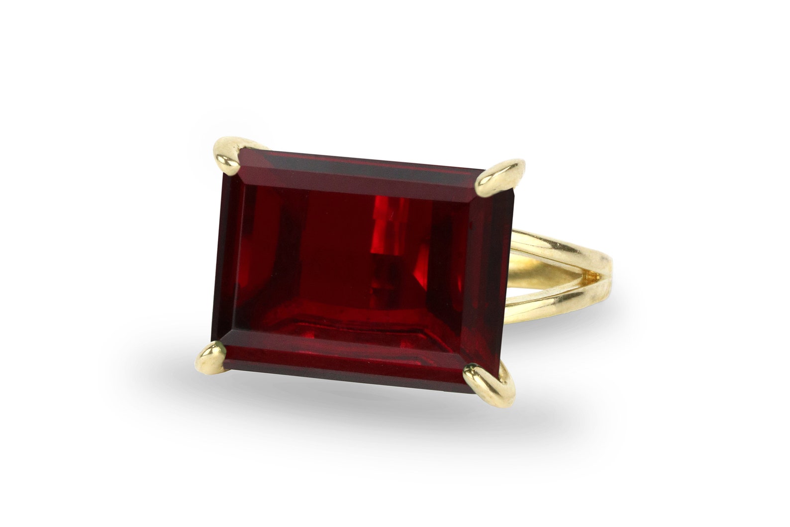 Rectangular Garnet Ring January Gemstone Ring Emerald Cut | Etsy