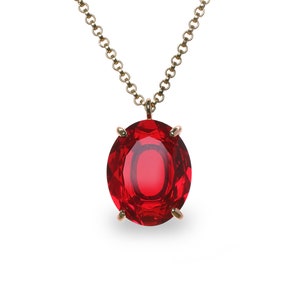 Ruby Necklace for Women · Handmade Oval Pendant · Long Ruby Pendant ...