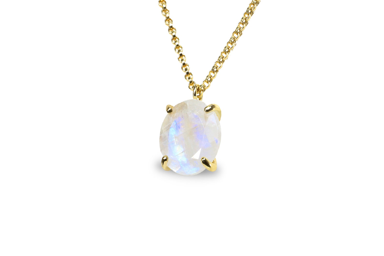 Round Moonstone Pendant · Rainbow Moonstone Necklace · Round Gold ...