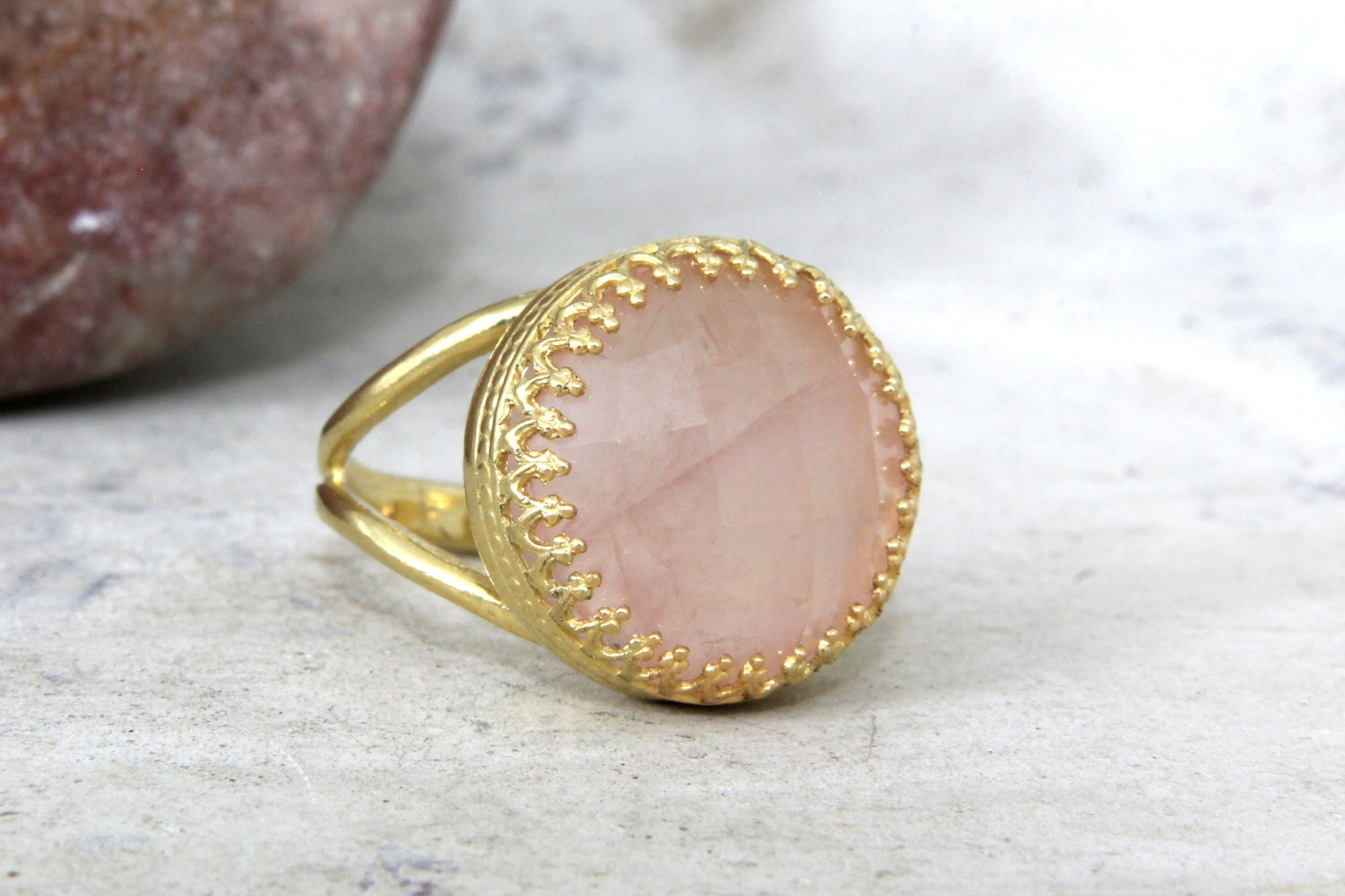 Rose Quartz Ring · Gold Ring · Pink Quartz Ring · Love Stone Ring · I ...