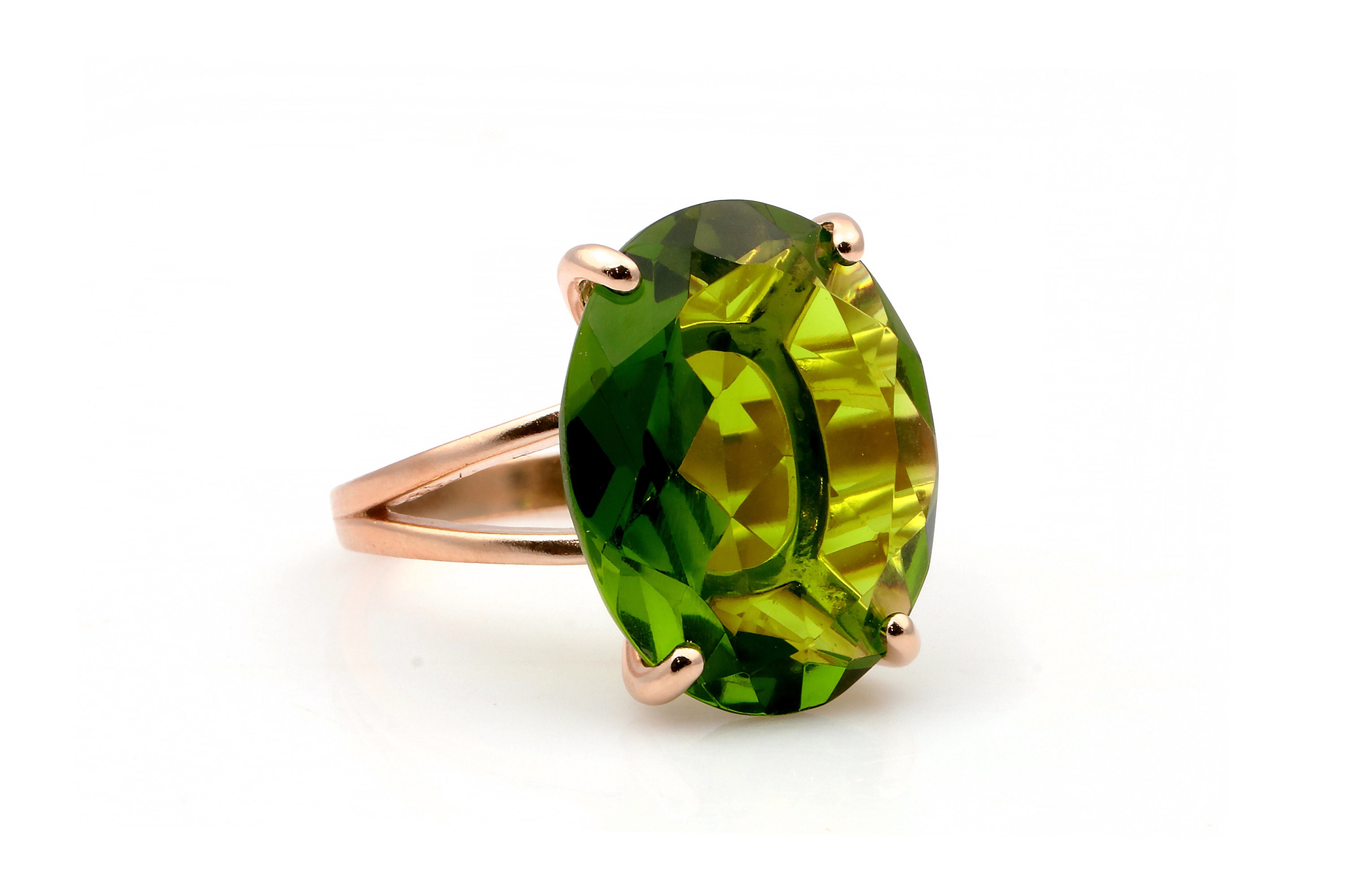 Peridot ring oval ring rose gold ring August birthstone | Etsy