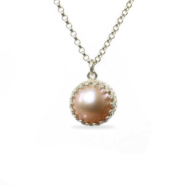 Pink Pearl Necklace - Etsy