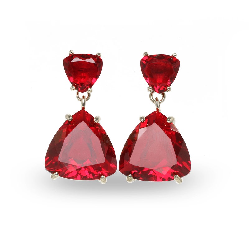 Ruby Earrings Trillion - Etsy